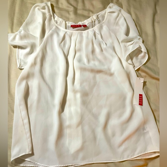 Elle | Tops | Elle Brand Ivory Billowy Blouse With Bow Tie At Neck And ...